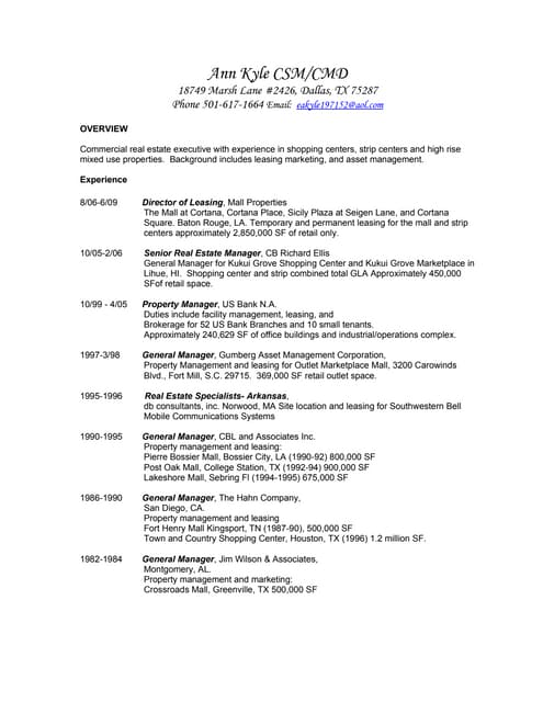 Resume lance waller revised-7-13 | DOCX | Real Estate Industry | Industries