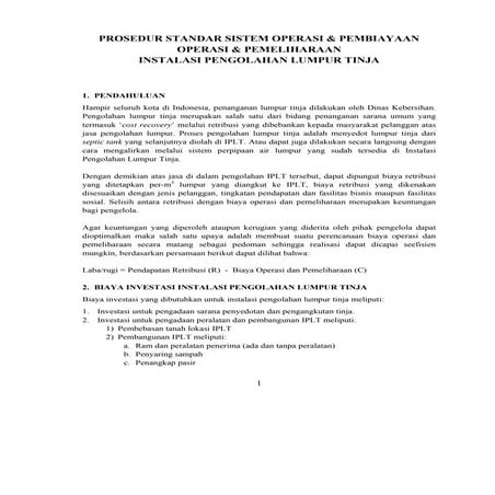 Prosedur standar sistem operasi dan pembiayaan op iplt | PDF