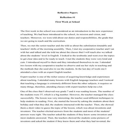 Reflections | PDF | Homework and Study | Education