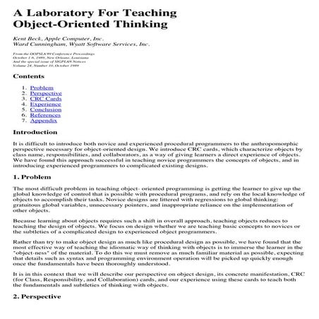 A Laboratory For Teaching Object Oriented Thinking Pdf