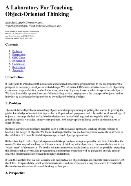 A Laboratory For Teaching Object Oriented Thinking Pdf