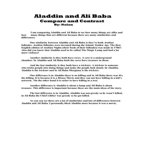 Aladdin and ali baba | DOC
