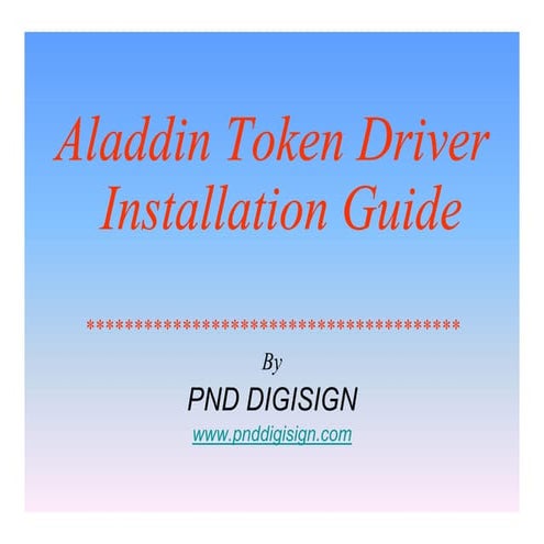 Aladdin token installation guide | PDF