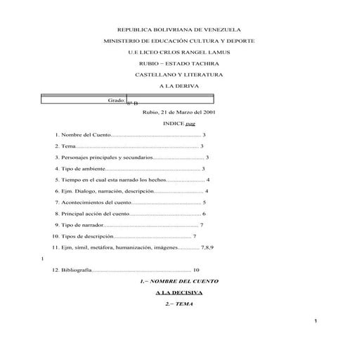 A la deriva. de horacio quiroga | PDF