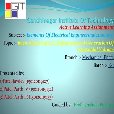 ELEMENTS OF ELECTRICAL ENGINEERING | PPTX