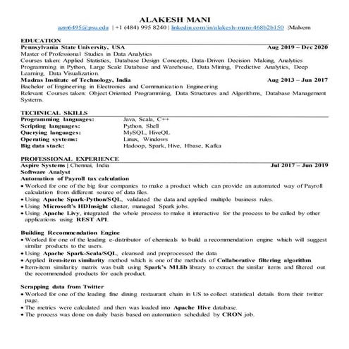 Alakesh mani resume | PDF