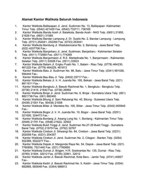 Alamat Disperindag Seluruh Indonesia | PDF