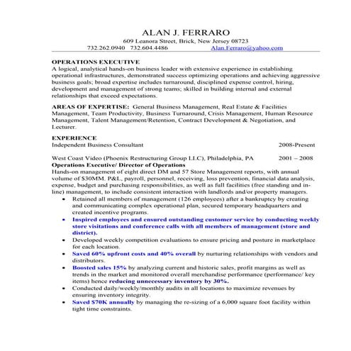 Alan Ferraro Resume October2009 | DOC