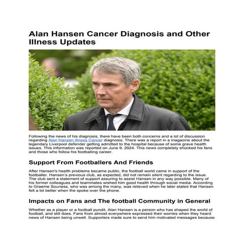 Alan Hansen Cancer Diagnosis and Other Illness Updates | DOCX