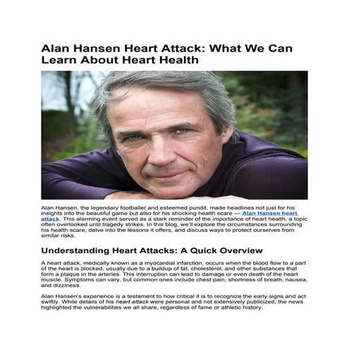 Alan Hansen Heart Attack: What We Can Learn About Heart Health | PDF