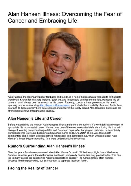 Alan Hansen's Cancer Diagnosis: How He's Coping and What Fans Should ...