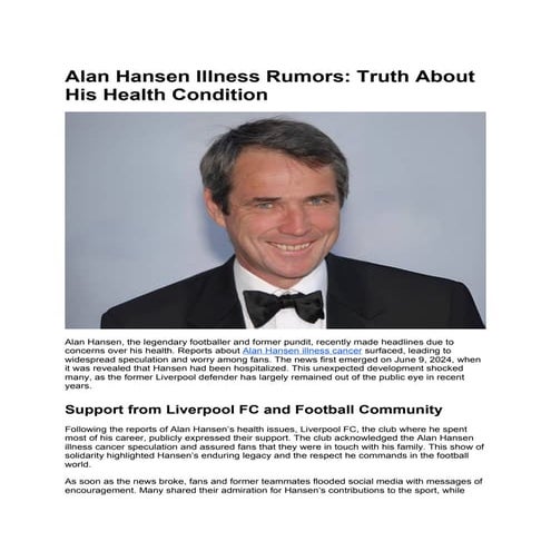 Alan Hansen Illness Rumors: Latest Health Update | DOCX