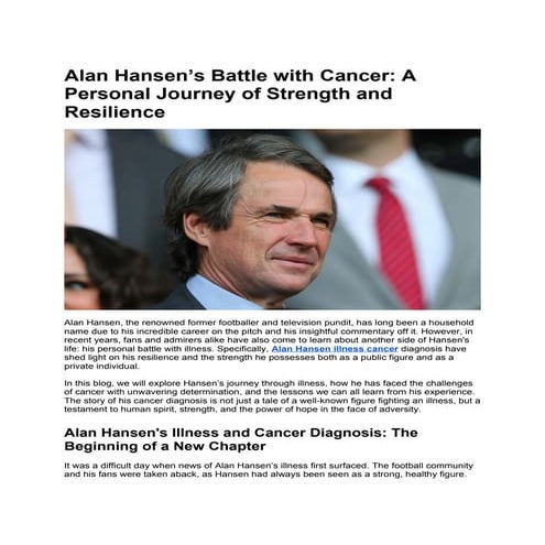 Alan Hansen’s Battle with Cancer: A Personal Journey of Strength and ...
