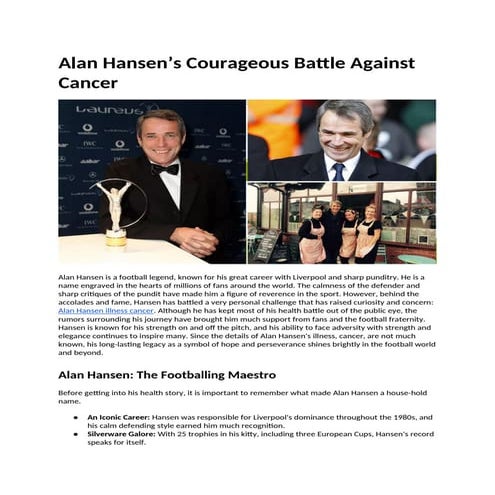 Alan Hansen's Cancer Diagnosis: How He's Coping and What Fans Should ...