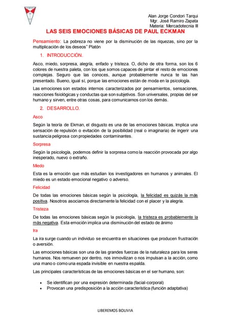 Las Seis Emociones Basicas De De Paul Ekman Pdf