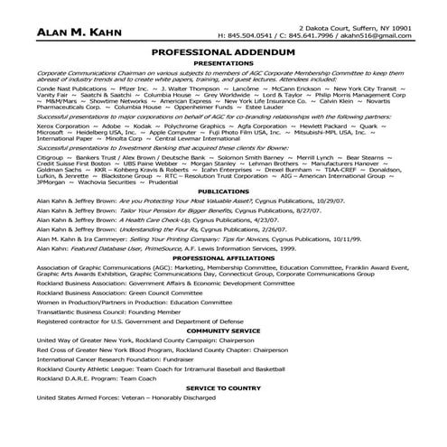 Alan M. Kahn Professional Addendum 2010 | PDF | Business Banking ...