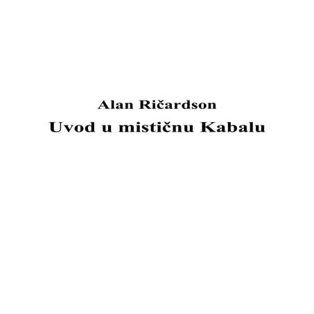 Alan richardson uvod u misticnu kabalu | PDF