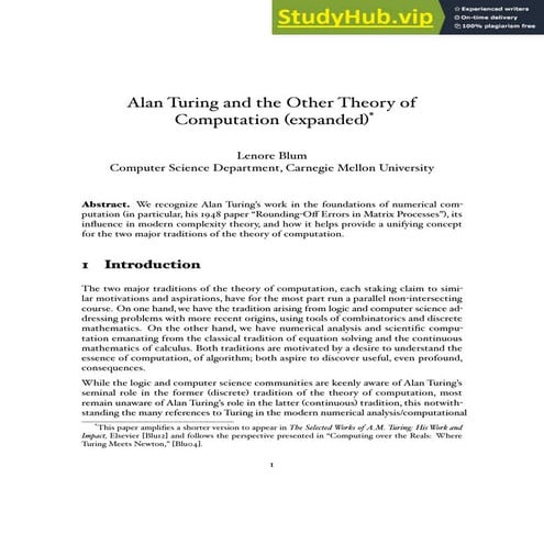 Alan Turing And The Other Theory Of Computation (Expanded) | PDF