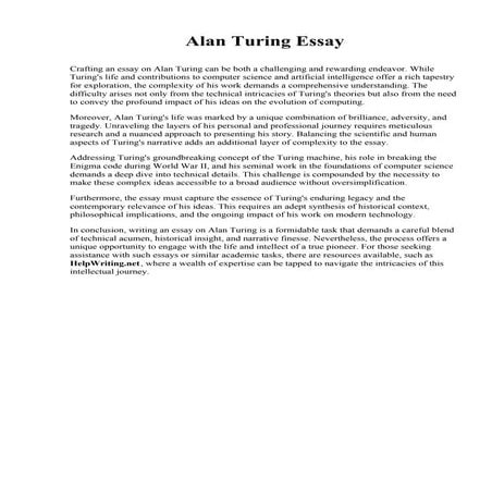 Alan Turing Essay | PDF