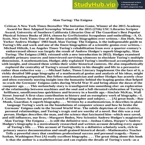Alan Turing The Enigma | PDF | Science Fiction | Genres