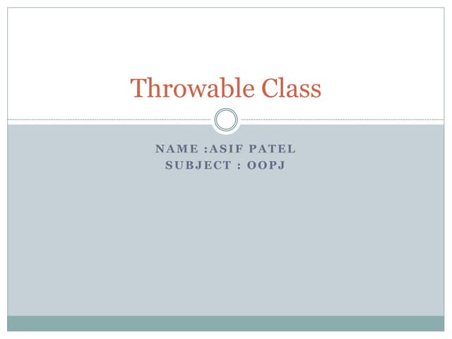 Java Throwable Class Ppt