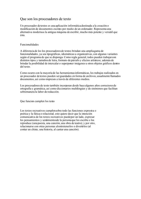 Resumen de procesador de textos word, segunda | PPTX