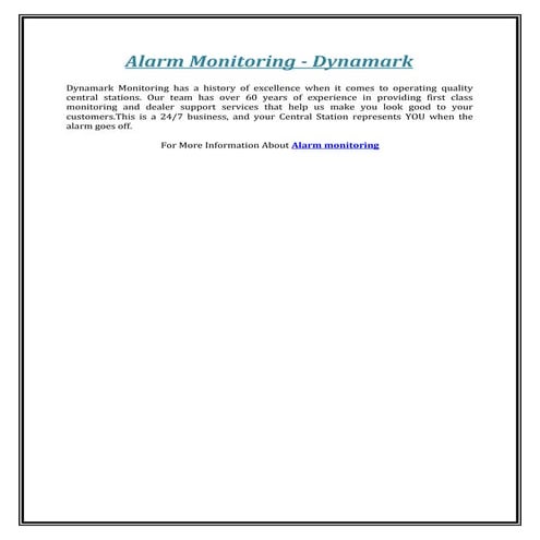 Alarm Monitoring Dynamark Pdf
