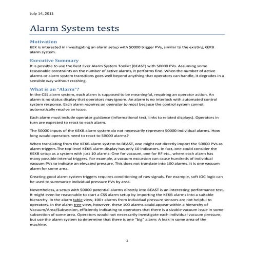BEAST - CSS Alarm Handler Performance Tests | PDF | Home Security ...