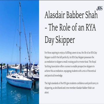 Alasdair Babber Shah - The Role of an RYA Day Skipper | PDF
