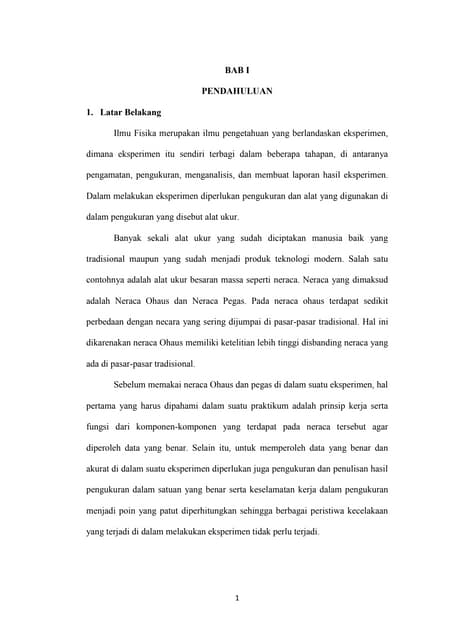 Laporan Praktikum Pegenalan Neraca di Laboratorium | DOCX