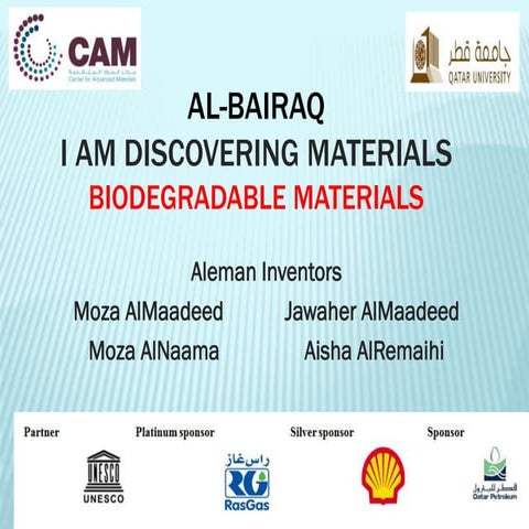 Biodegradable Materials, Biodegradable Gargoors and Fishnets, IDM7 | PPTX
