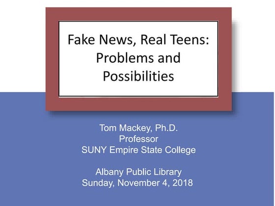 Tom Mackey, Professor of arts and media at Suny empire state college
