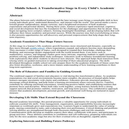 Middle School: A Transformative Stage in Every Child’s Academic Journey ...