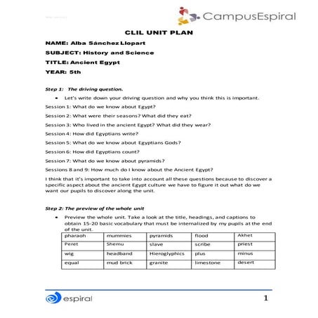 Module 1 activity clil unit plan template | PDF