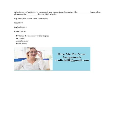 Albedo- or reflectivity- is expressed as a percentage- Materials like.pdf