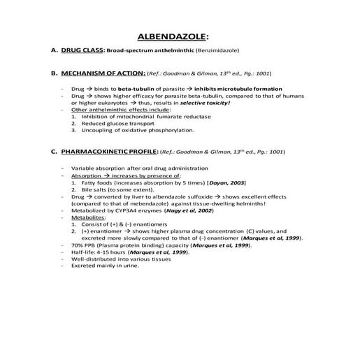 Albendazole dose for kids in worm infestation | PDF