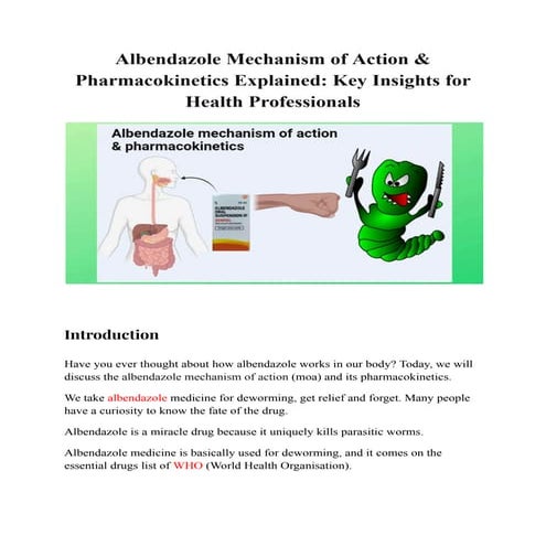 Albendazole Mechanism of Action & Pharmacokinetics Explained | PDF