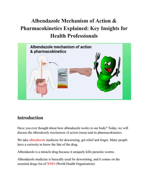 Albendazole dose for kids in worm infestation | PDF