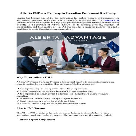 Alberta PNP – A Pathway to Canadian Permanent Residency | PDF