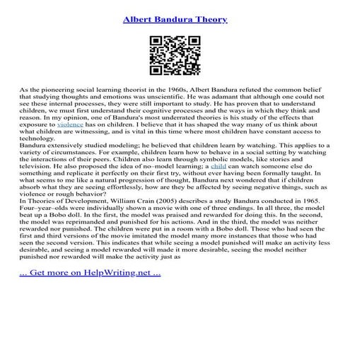 Albert Bandura Theory | PDF