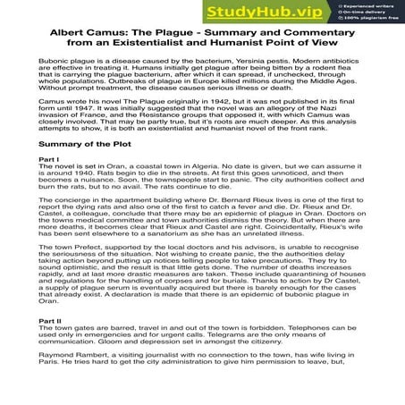 Albert Camus The Plague -Summary And Commentary From An Existentialist ...