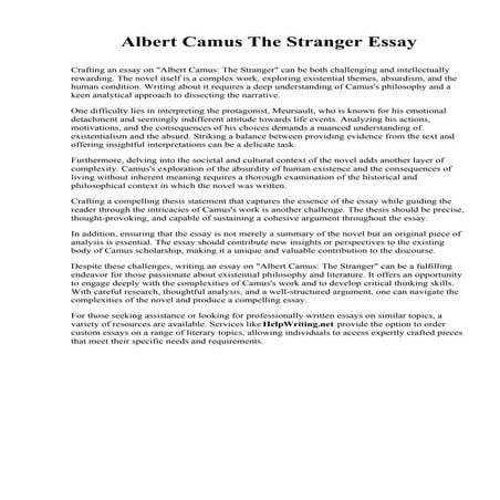 Albert Camus The Stranger Essay.pdf