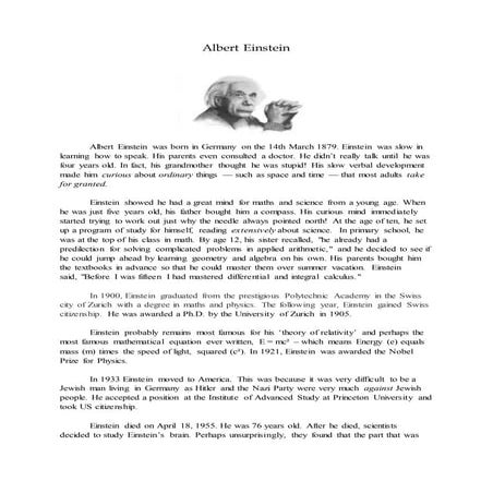 Worksheet - Albert Einstein | DOCX