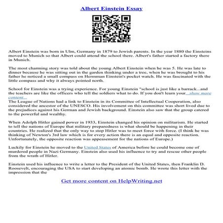 Albert Einstein Essay | PDF