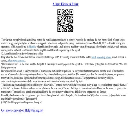 Albert Einstein Essay | PDF