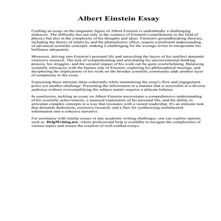 Short Essay On Albert Einstein. Jarvis Christian College | PDF