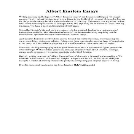 Albert Einstein Essays | PDF