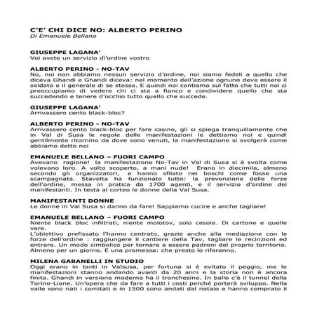 Report Rai Alberto perino c'è chi dice no | PDF