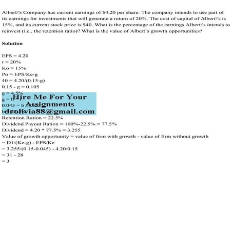 Alberts Company has current earnings of $4.20 per share. The compa.pdf