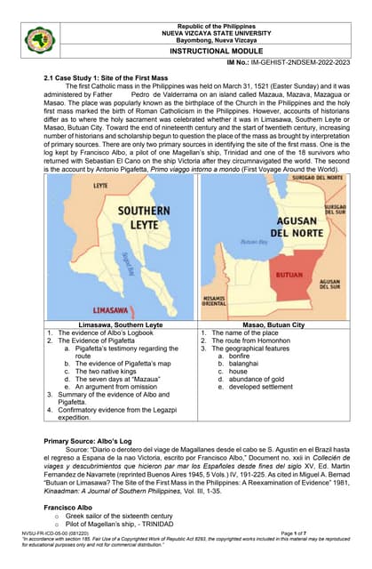 Case Study 1 - Where did the First Catholic Mass Happened.pptx | South ...